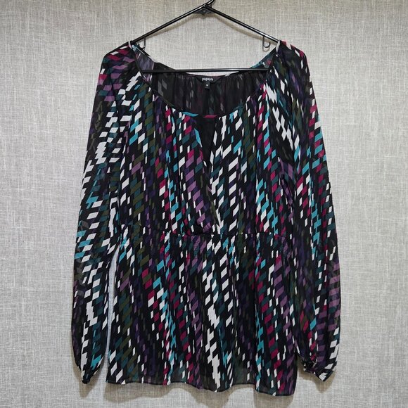 Papaya | Tops | Papaya Plus Size Long Sleeve Peasant Blouse Top With ...